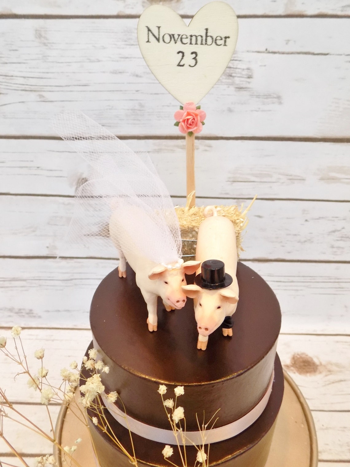 Pig Farm Wedding Cake Topper Country Farmhouse Wedding Decor - Etsy
