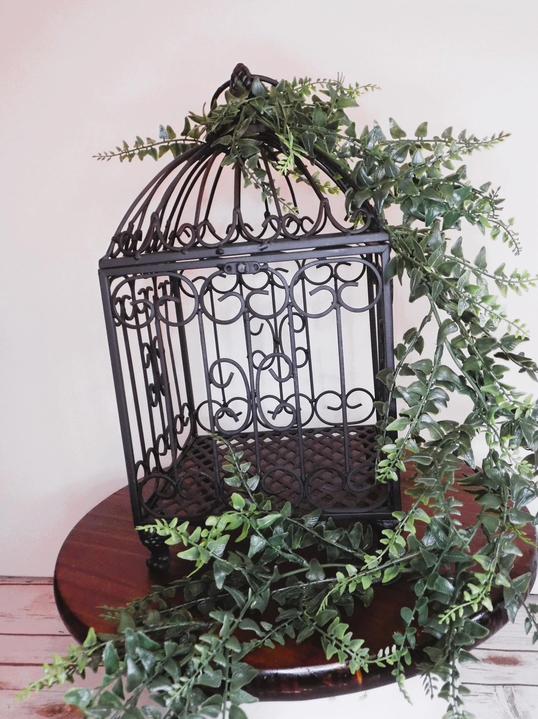 Dark Academia Goth Birdcage Home Decor | Black Birdcage With Greenery ...