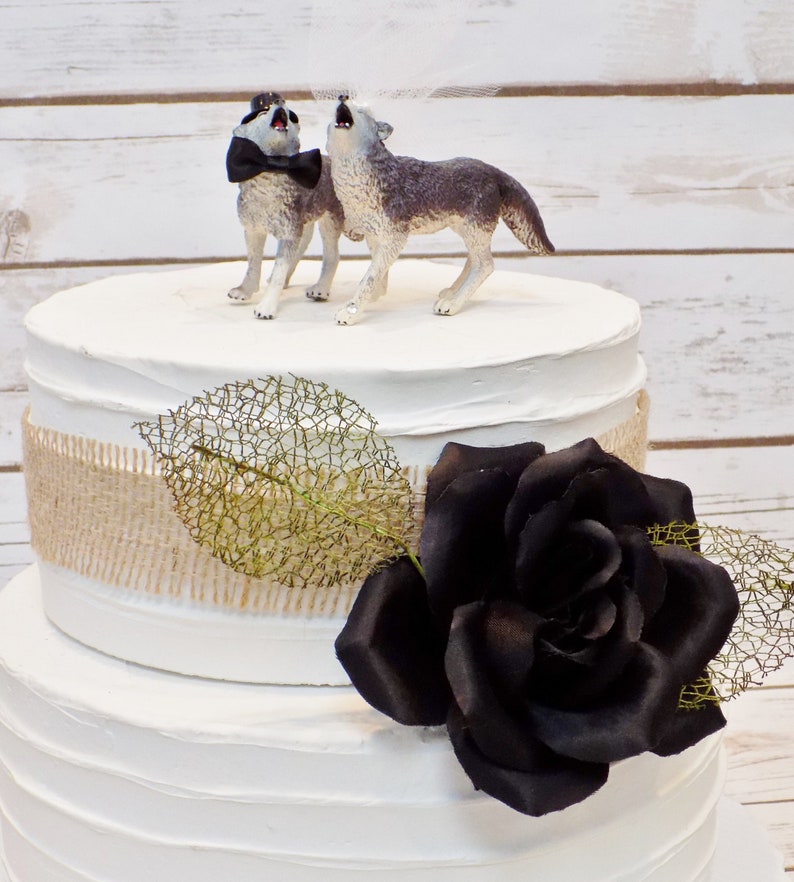 Wolf Wedding Cake Topper | Bride & Groom Wolf Animal Cake Topper ...