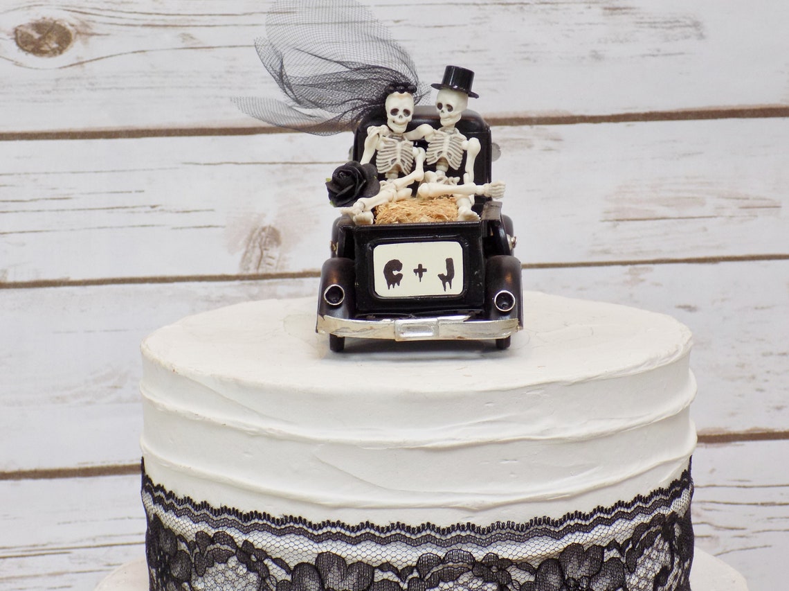 Skeleton Wedding Cake Topper Halloween Wedding Decor Bride - Etsy