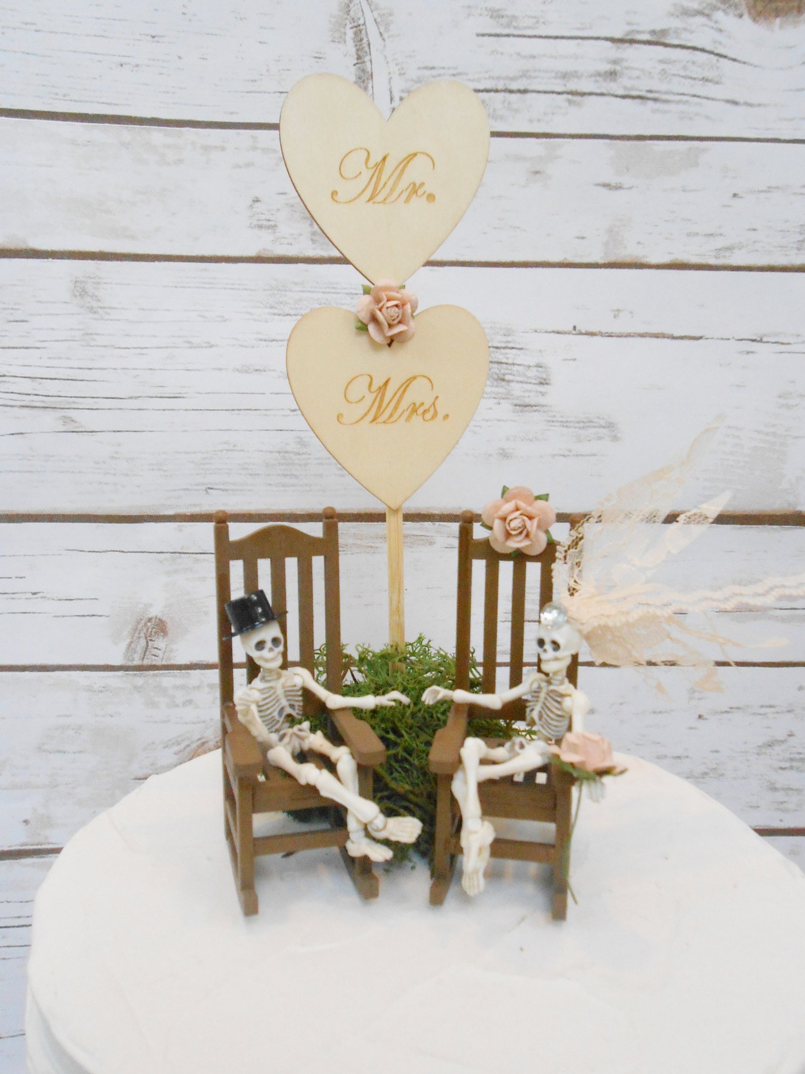 Halloween Wedding Cake Topper Bride & Groom Skeletons - Etsy