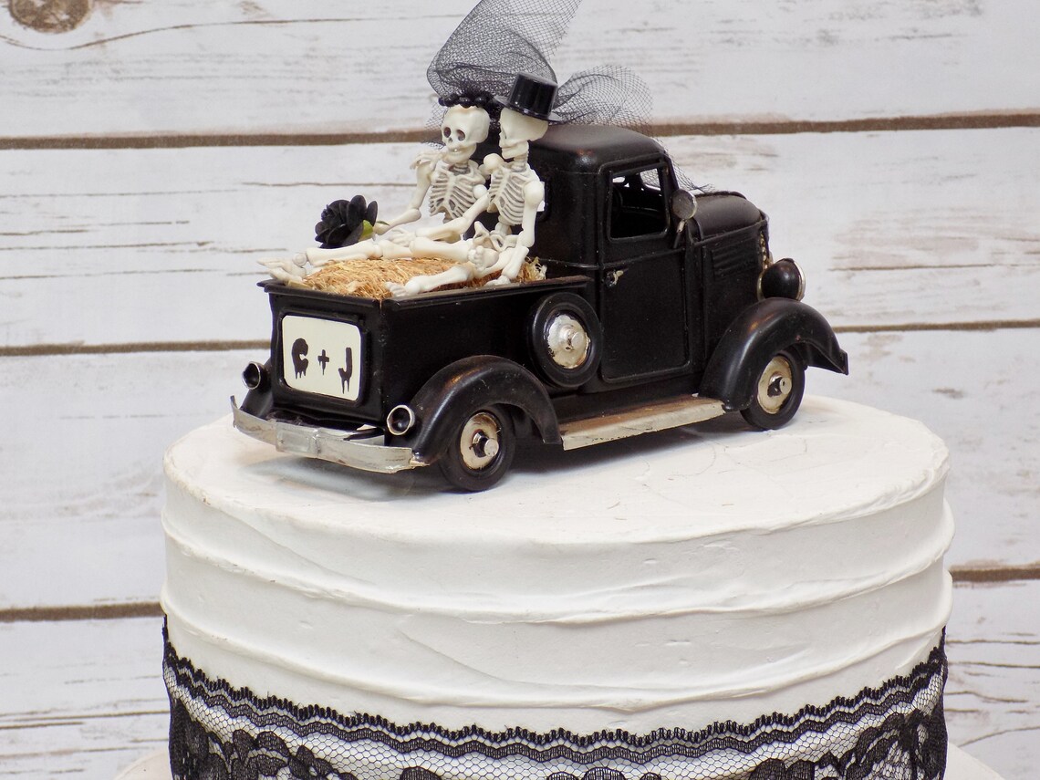 Skeleton Wedding Cake Topper Halloween Wedding Decor Bride - Etsy