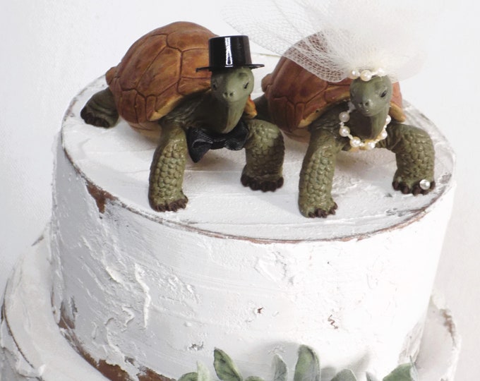 Turtle Tortoise Wedding Cake Topper Bride and Groom Turtles Reptile ...