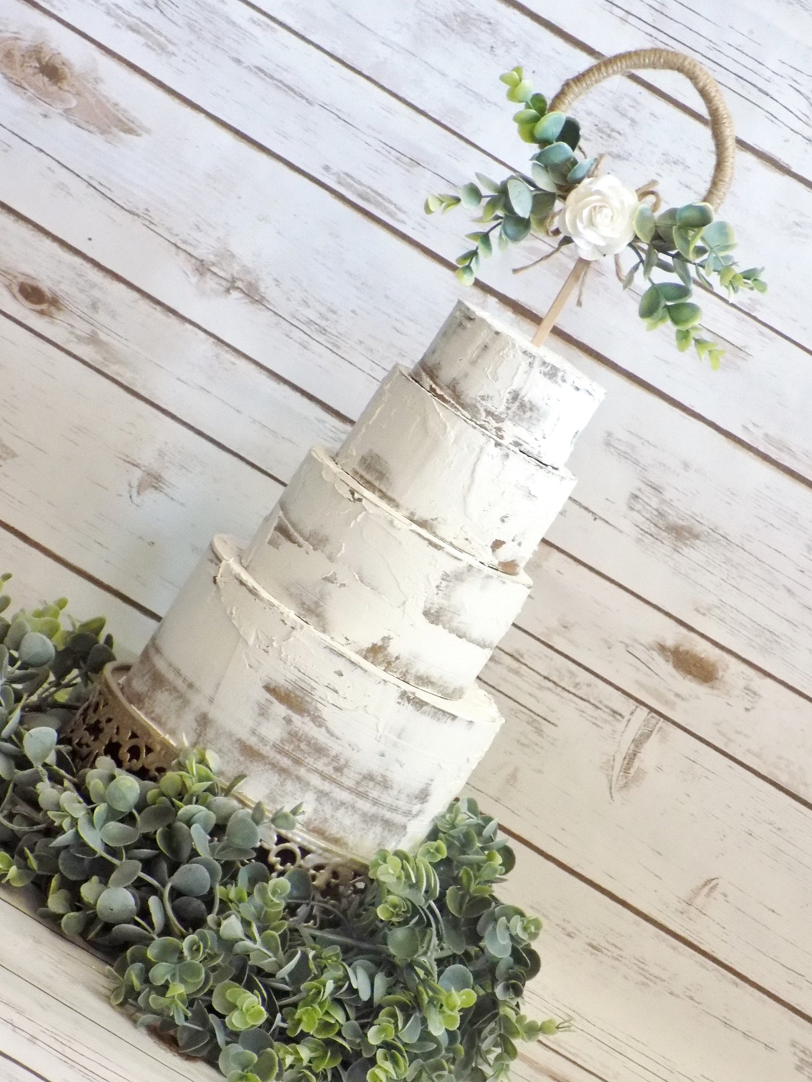 Rustic Eucalyptus Greenery Cake Topper Wreath Floral Hoop - Etsy UK