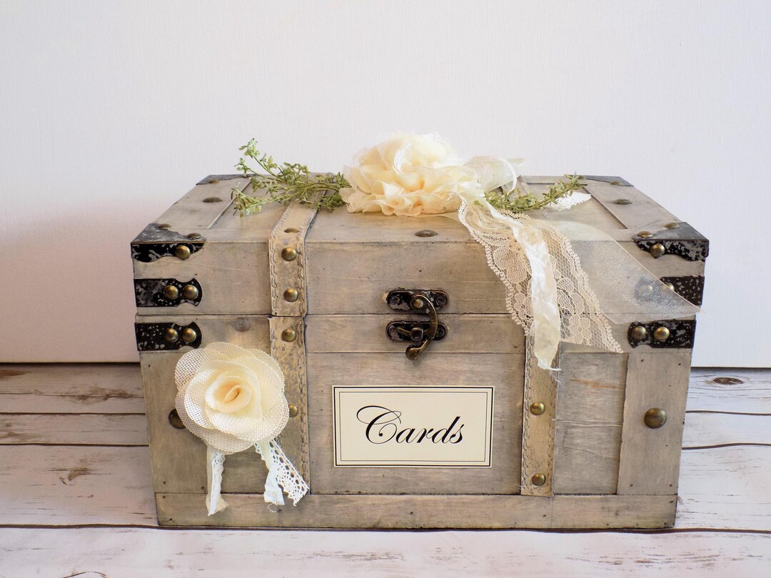 Vintage Style Wedding Card Trunk Rustic Wedding Card Box Card Holder ...