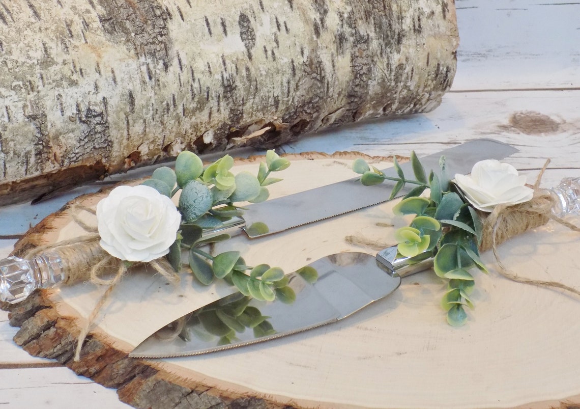 Rustic Eucalyptus Wedding Cake Serving Set Cake Serving - Etsy