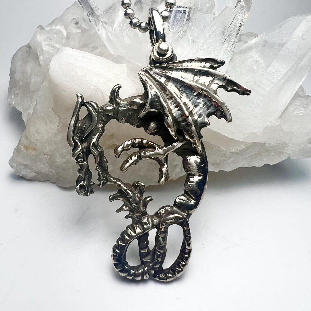 Dragon Pendant Large, Tattoo Inspired Jewelry, Pendant, Special Bail ...