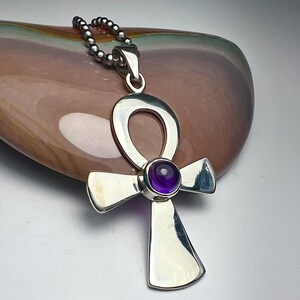 Handmade Sterling Silver Ankh Pendant: Large Amethyst Stone - Etsy