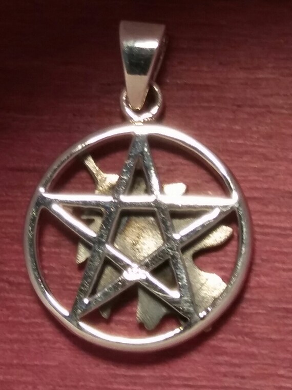 Pentacle, Oak Leaf, Pendant, Ancient, Druid, Silver S… - Gem