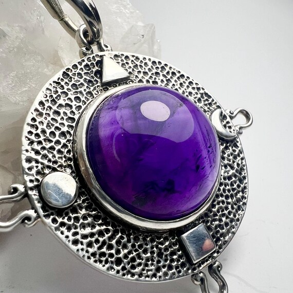 Scrying Mirror Jewelry Amethyst Pentacle Necklace: St… - Gem