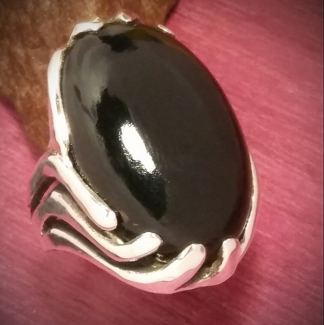 BLACK TOURMALINE, Ring, Ok, Natural Hand Cut Stone, Hand Carved Ring ...