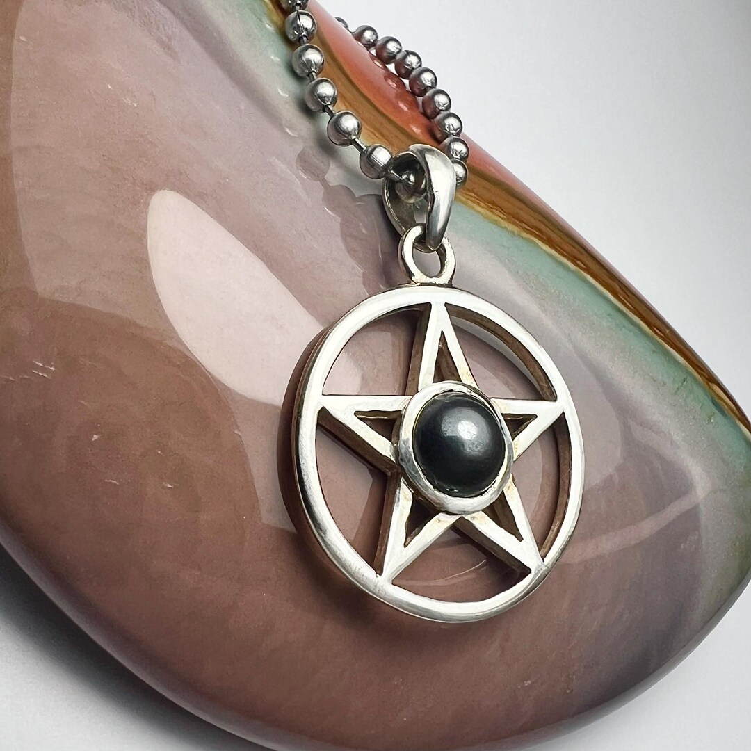 PENTACLE Sterling Silver and Satin Finish Hematite, Stainless Steel ...