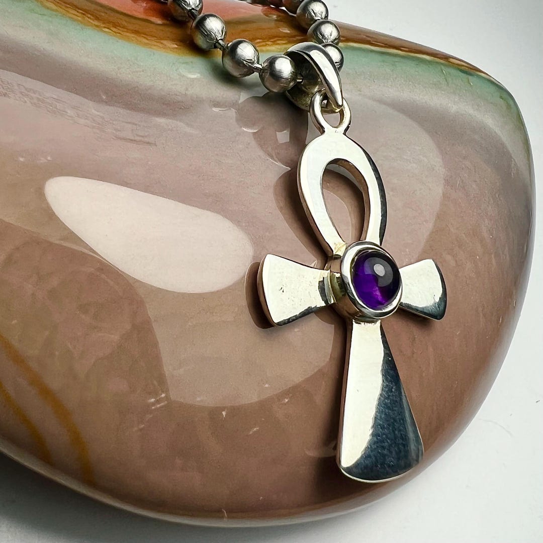 ANKH Pendant, Sterling Silver, With a 5mm AMETHYST. the Pendant is ...