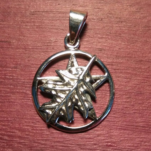 Pentacle, Oak Leaf, Pendant, Ancient, Druid, Silver S… - Gem