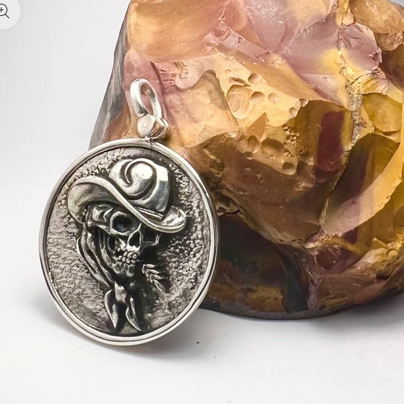 Cowboy Skull Sterling Silver Necklace 2D Design - Etsy