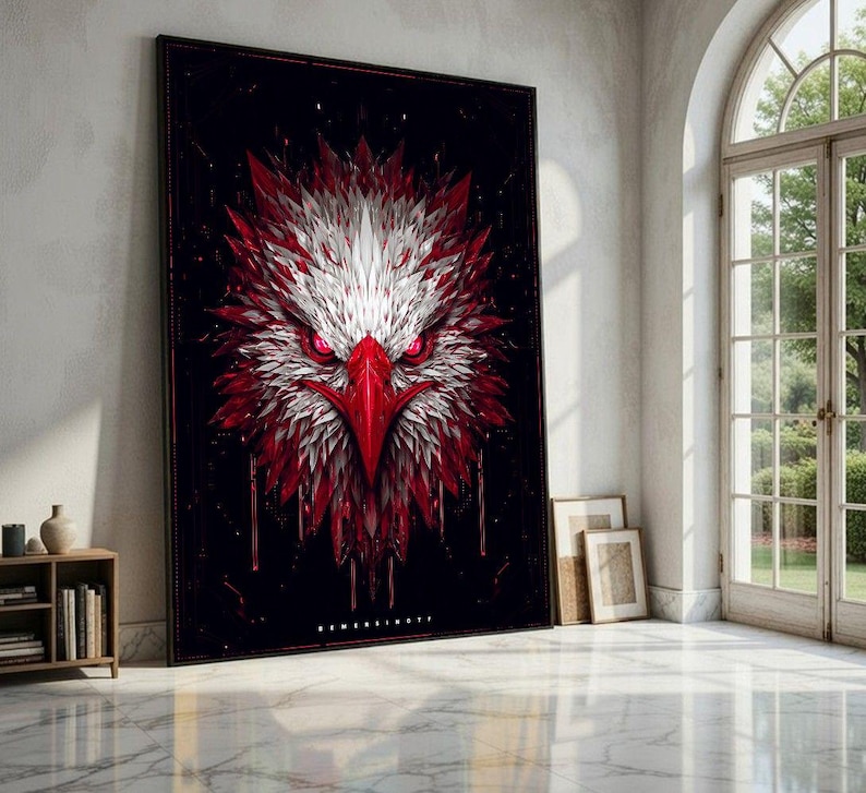 Eagle Fierce Red Canvas Art - Etsy