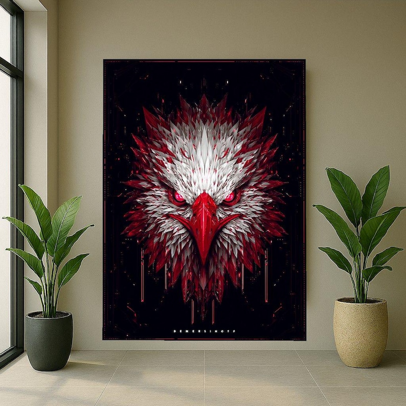 Eagle Fierce Red Canvas Art - Etsy