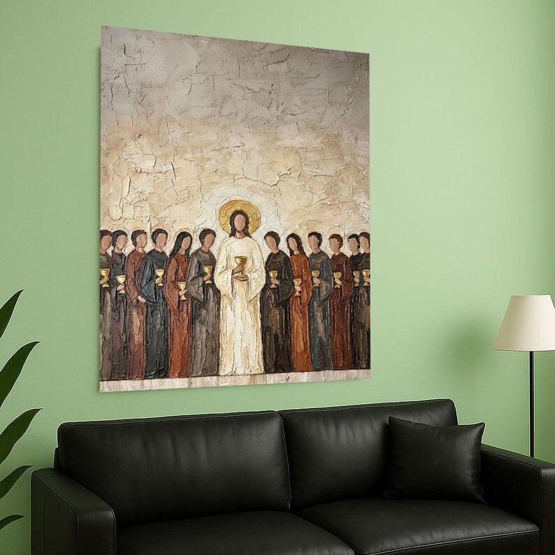 Jesus the Last Supper 12 Apostles Icon Style Canvas Wall Art Print ...