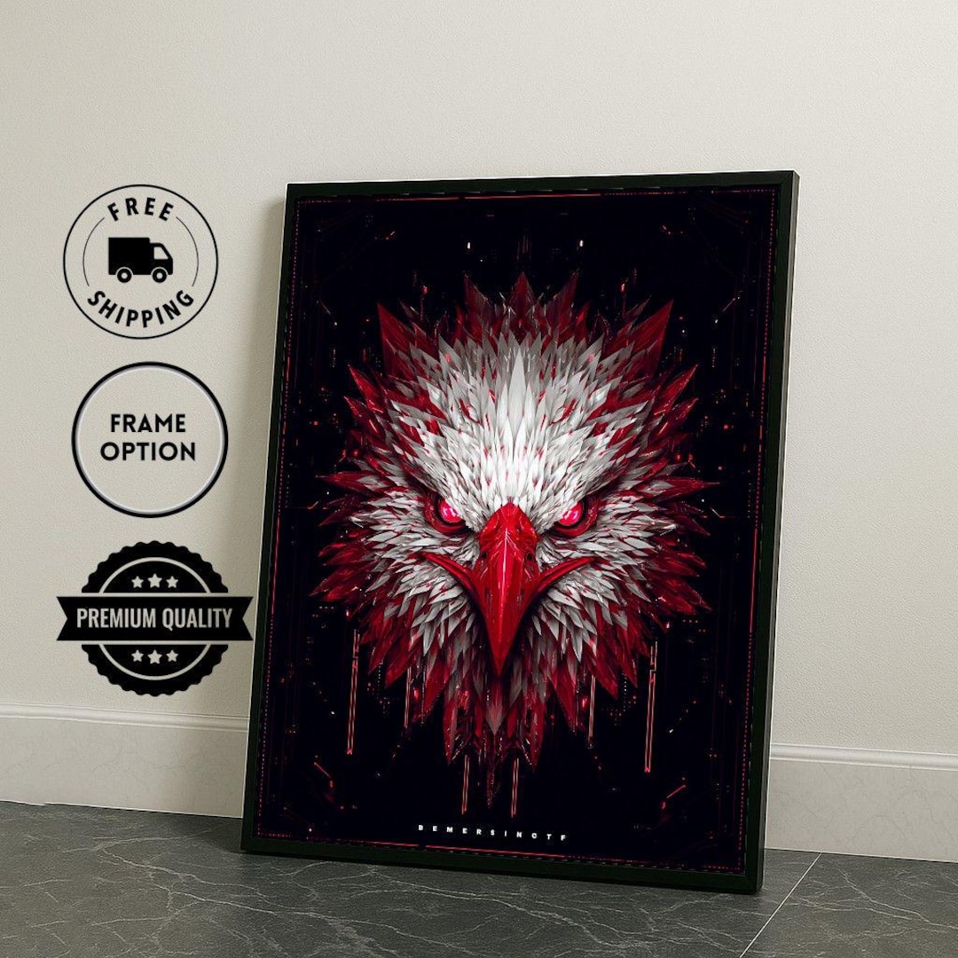 Eagle Fierce Red Canvas Art - Etsy