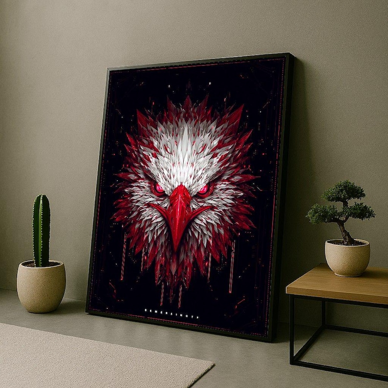 Eagle Fierce Red Canvas Art - Etsy