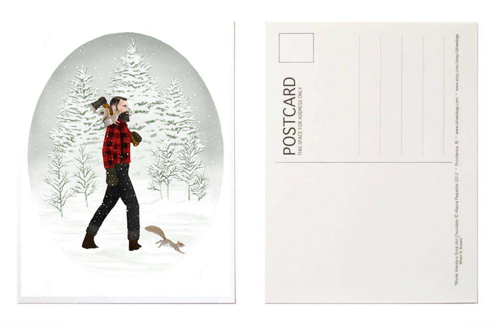 Illustrated Postcard Art Postcard Snow Illustration Animal - Etsy