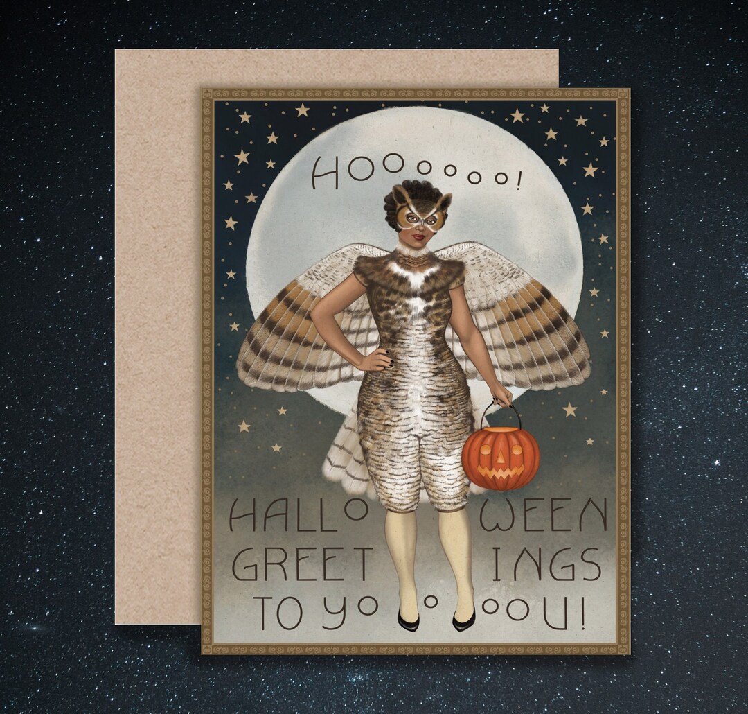 Vintage Style Pin-up Halloween Greeting Card, Halloween Notecard, - Etsy