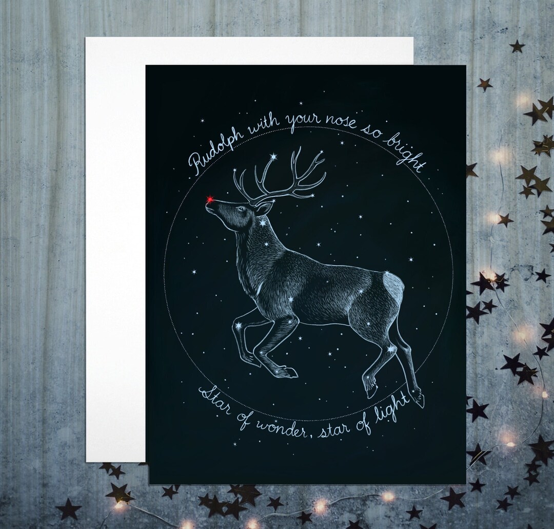 Rudolph Constellation, Christmas Star, Reindeer, Christmas Card - Etsy