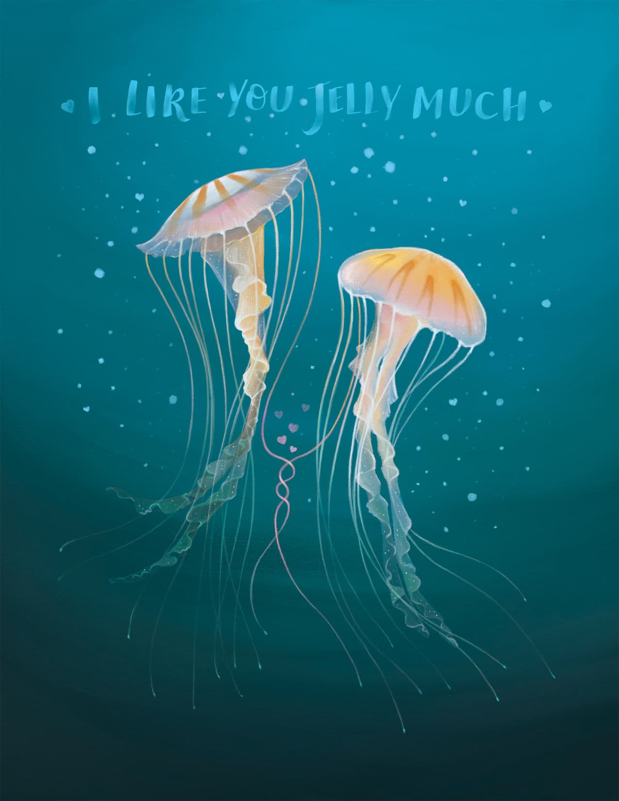 Quirky Jellyfish Valentine's Day Card for Ocean Lovers and Marine ...