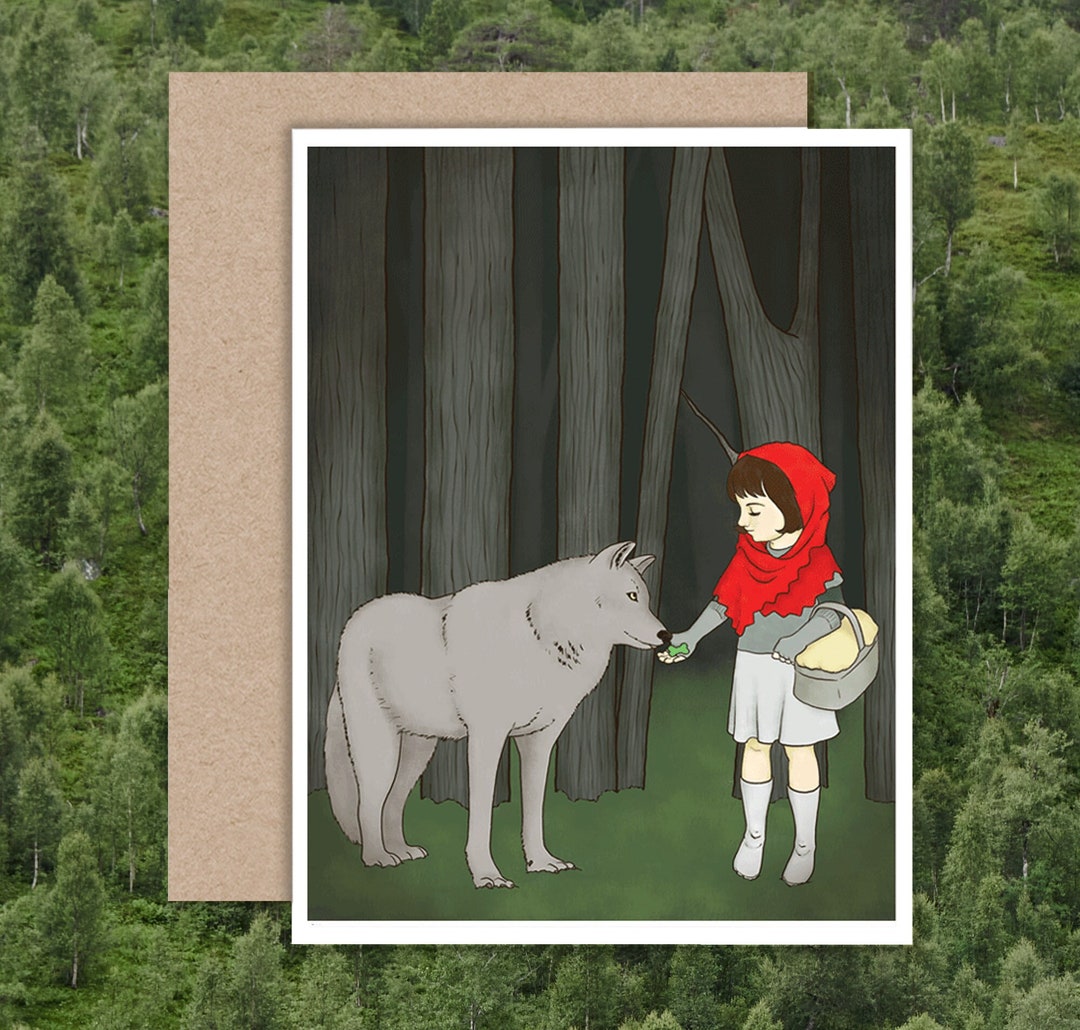 Red Riding Hood Notecard, Any Occasion Card, Fairy Tale Card - Etsy