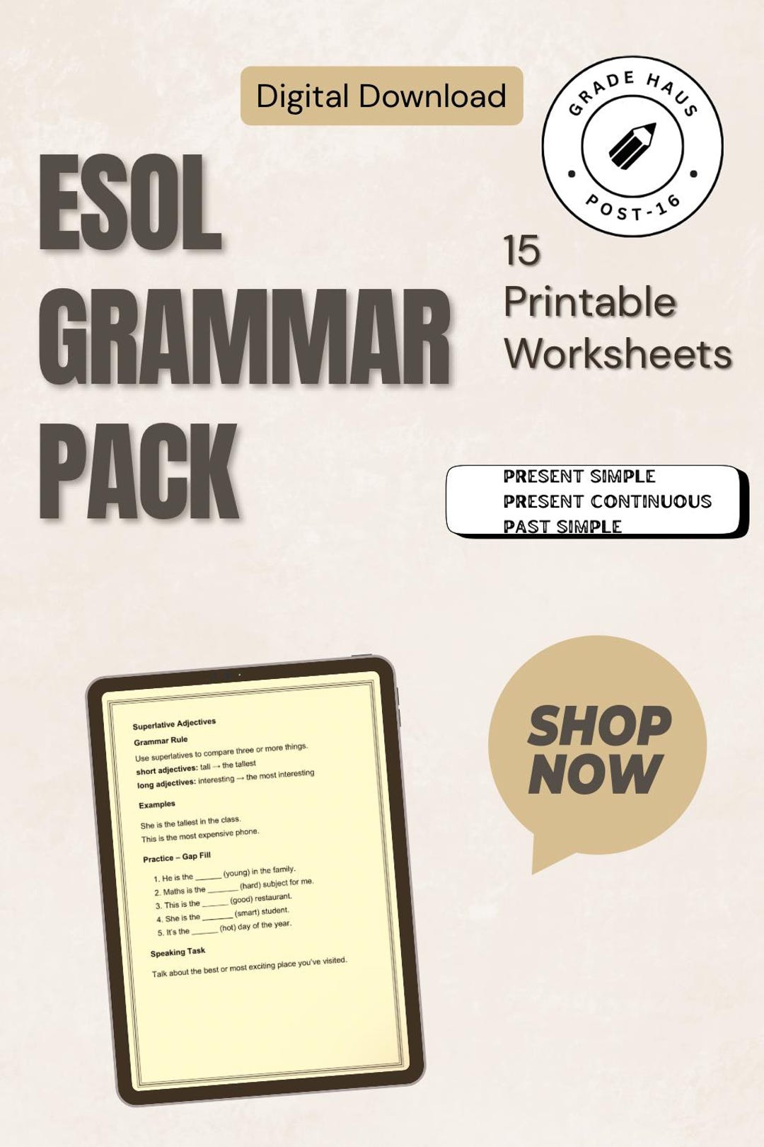 ESOL Grammar Pack (A2–B1) – 15 Grammar Worksheets (PDF) - Etsy