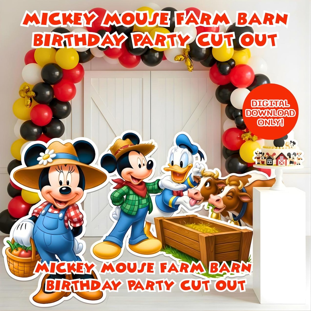 Mickey Mouse Farm Birthday Cutouts | Barnyard Party Decor - Etsy