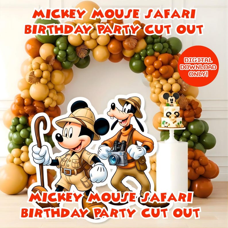 Mickey Mouse Safari Birthday Party Cutout Decor (digital Download) - Etsy