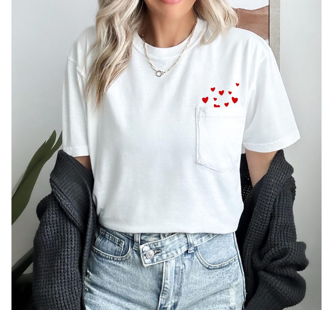 Heart Pocket Tee, Valentine's Day Shirt, Comfort Colors Crimson - Etsy
