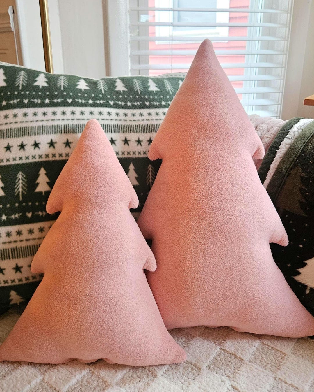 Pink Christmas Tree Pillow Plush, Christmas Tree Pillow, Christmas Tree ...