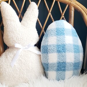 Sherpa Easter Egg Pillow, Easter Egg Plush, Easter Pillow, Gingham ...