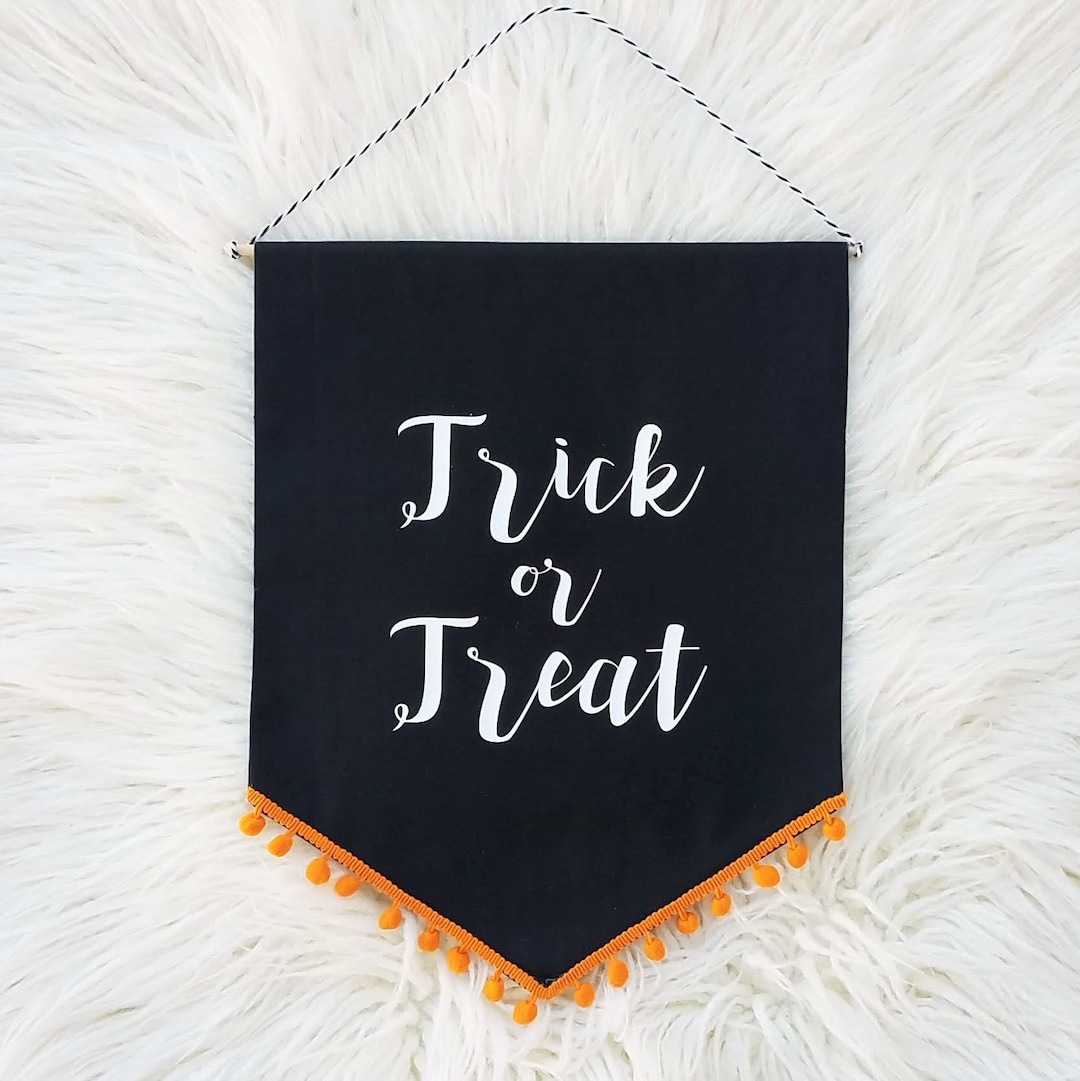 Trick or Treat Fabric Wall Pennant, Halloween Banner, Halloween Wall ...