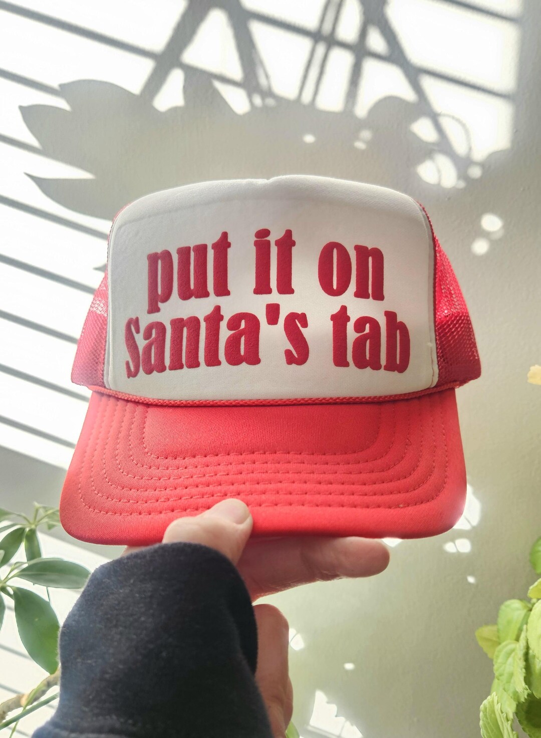 Put It on Santa's Tab Red Trucker Hat, Funny Otto Brand Christmas ...