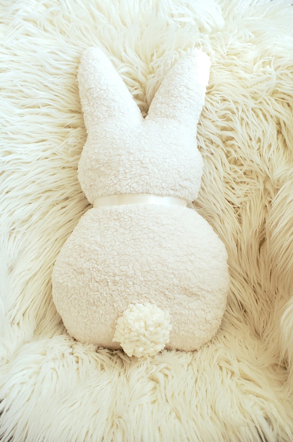 Sherpa Bunny Pillow, Ivory Bunny Plush, Easter Bunny Pillow, Neutral ...