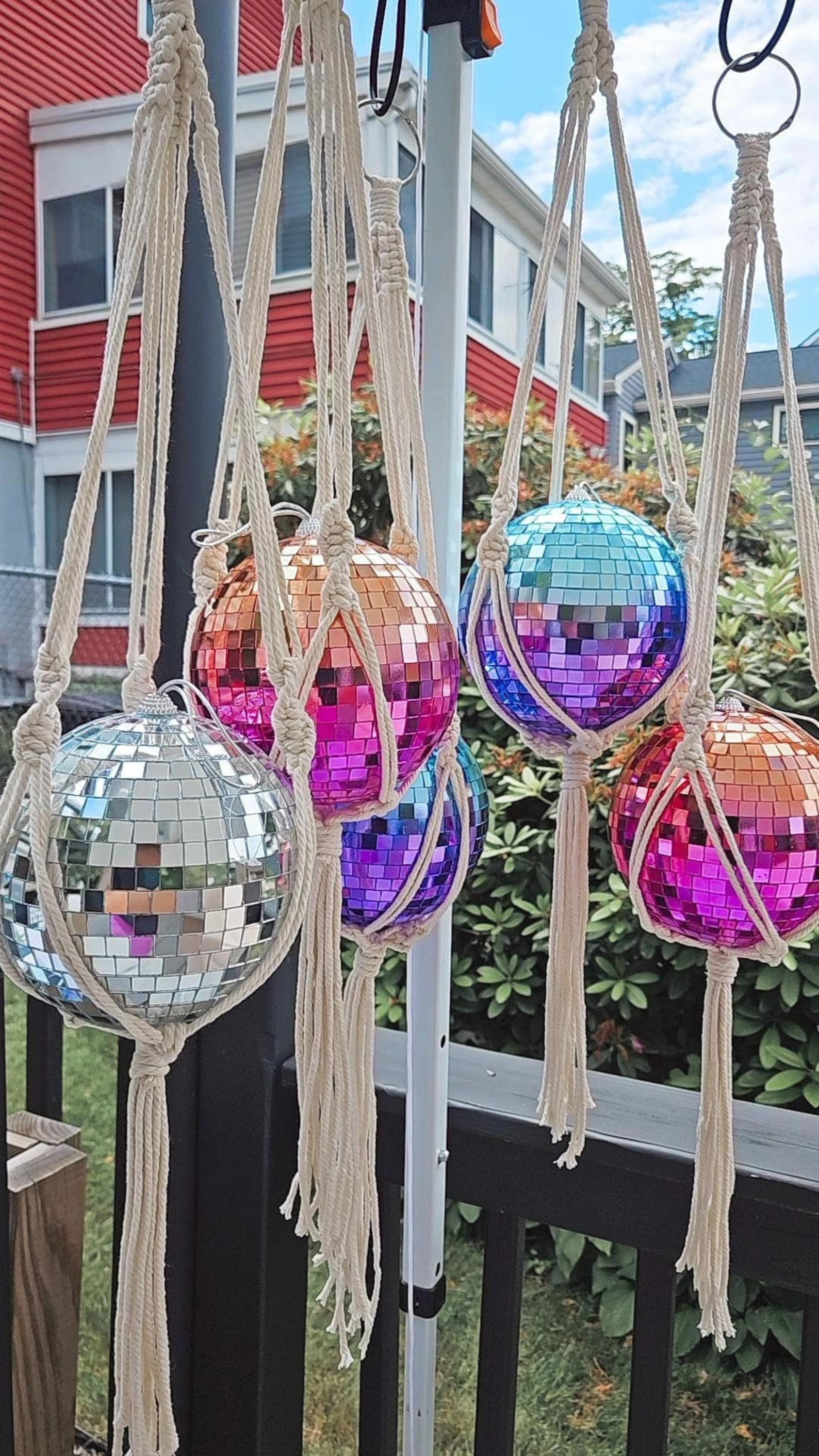 Hanging Macramé Disco Ball, Boho Décor, Dopamine Décor, Rainbow Maker ...