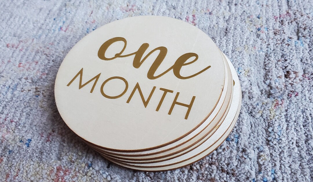 Monthly Milestone Wooden Disc, Gold Monthly Milestone Disc, Monthly ...