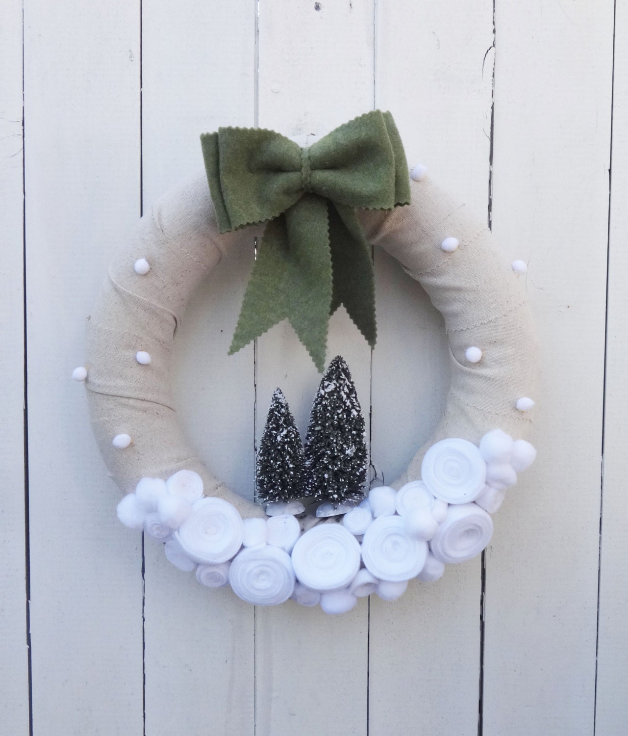 Rustic Christmas Wreath, Snowy Winter Wreath, Neutral Boho Christmas ...