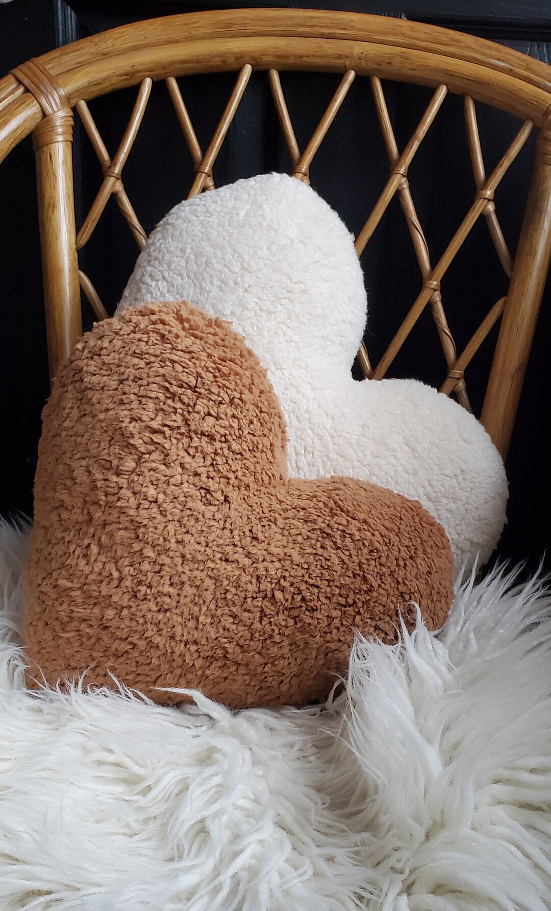 Sherpa Heart Pillow Plush, Neutral Heart Pillow, Neutral Heart Decor ...