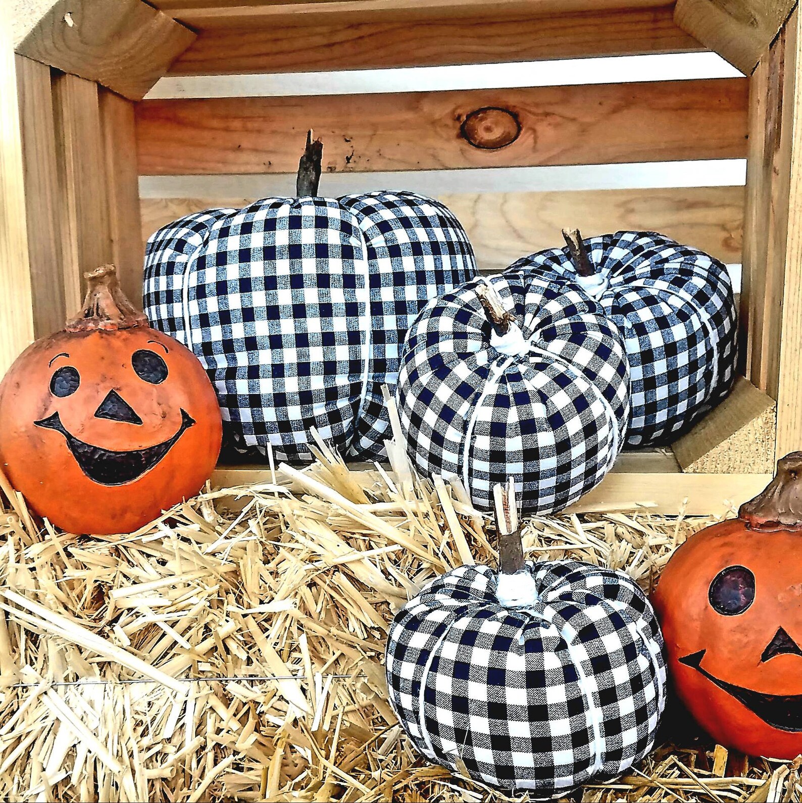 Buffalo Plaid Fabric Pumpkins Farmhouse Fall Plaid Rustic - Etsy
