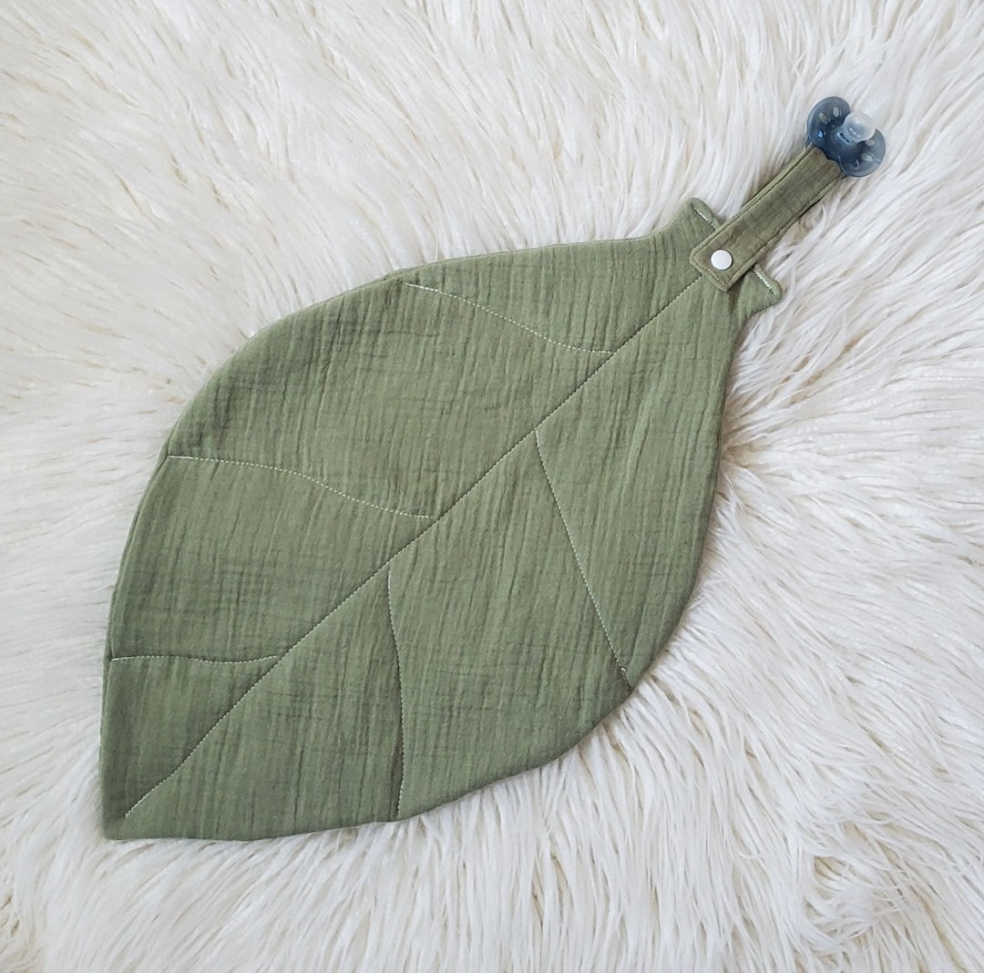 Cotton Muslin Leaf Lovey Burp Cloth Paci Holder, Muslin Paci Saver ...