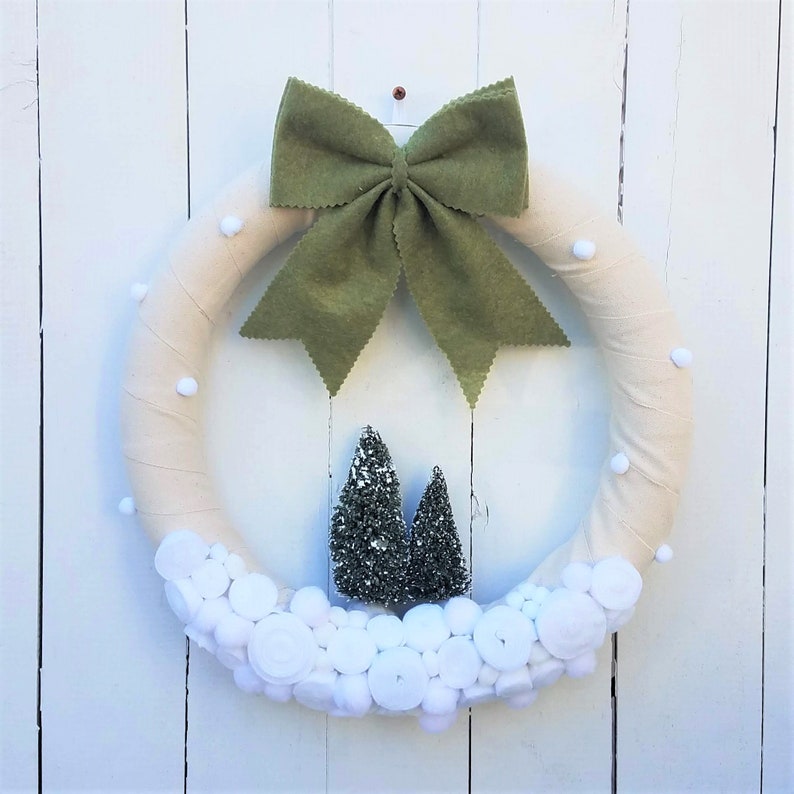 Rustic Christmas Wreath, Snowy Winter Wreath, Neutral Boho Christmas ...