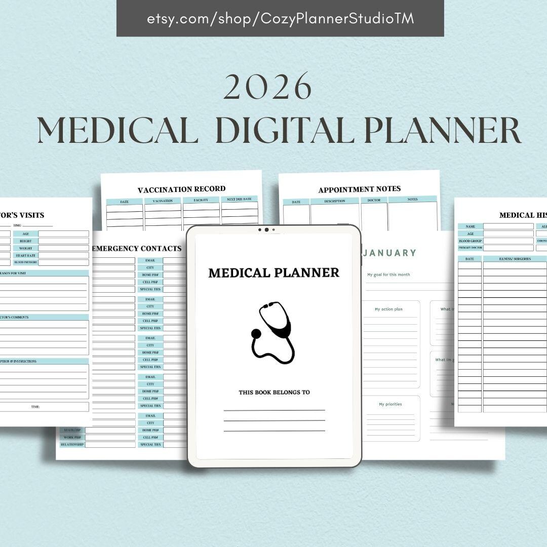 Medical Planner Printable | Health Tracker, Doctor Visit Log (A4, US ...