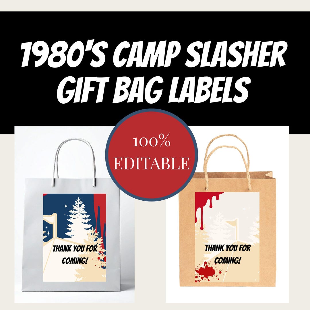 Gift Bag Labels for 1980s Slasher Murder Mystery Party, Printable Favor ...