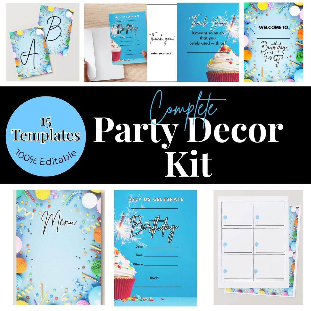 Party Decor Kit Editable and Printable – Instant Download - Etsy UK