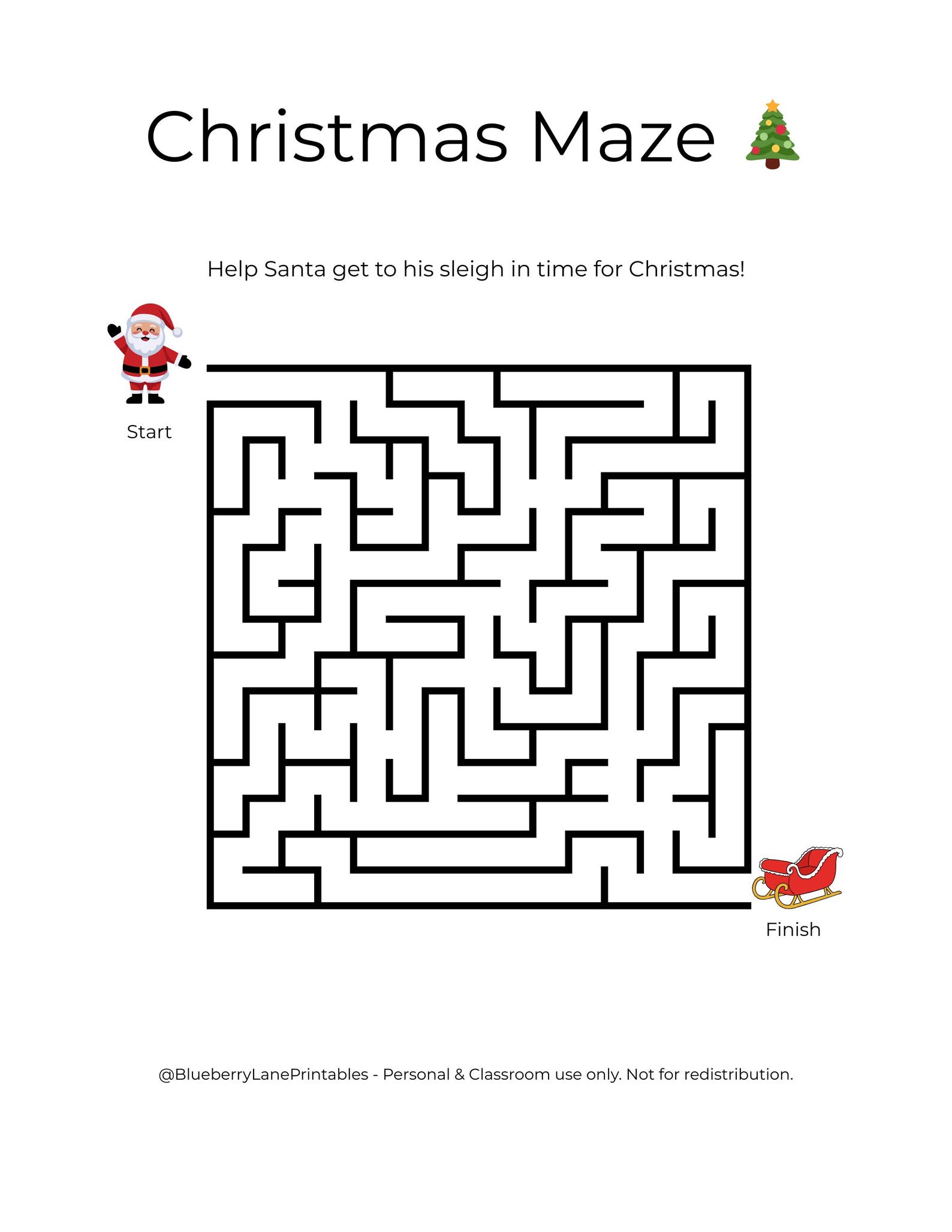 Christmas Maze Printable - Holiday Activity for Kids - Preschool ...