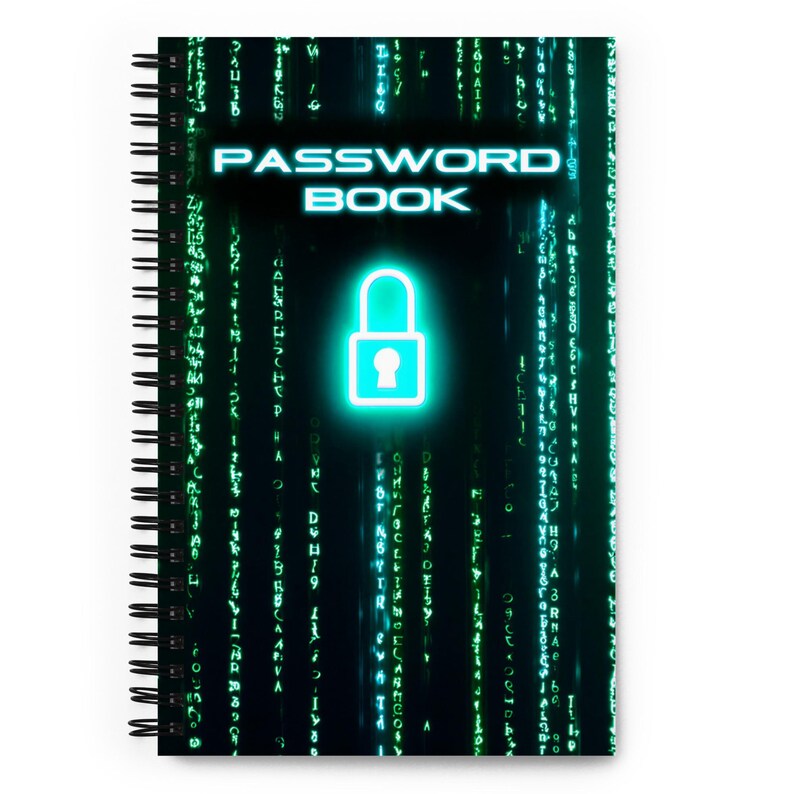 Password Notebook With BLANK Pages | Matrix Style Password Keeper ...
